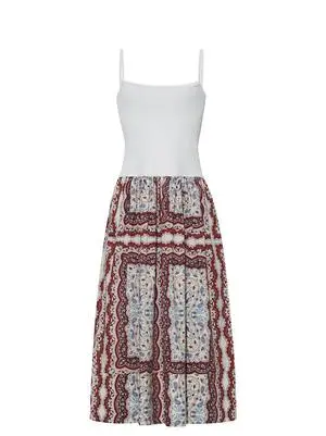 Cara Cara Tammy Knit To Woven Combo Dress - Paisley Scarf Ivory