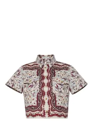 Cara Cara Printed Cotton Shirt - Paisley Scarf Ivory