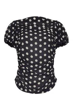 Cara Cara Melissa Ruched Top - Joelle Dot Black
