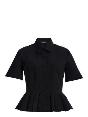 ASHLYN Lulu Cotton Half Sleeve Shirt - Black