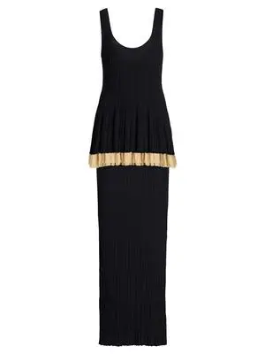 ASHLYN Kishi Pleated-Layered Gown Black