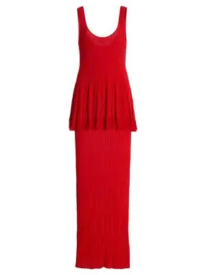 ASHLYN Kishi Pleated-Layered Gown Red