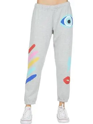 Lauren Moshi Alana Printed Sweatpants - Heather Grey