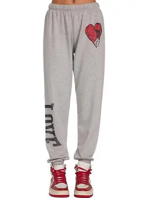 Lauren Moshi Tanzy Vintage Boxing Love Sweatpants - Heather Grey