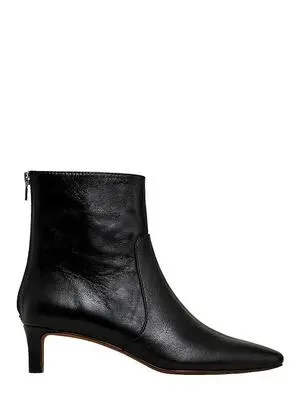 Madewell The Dimes Crinkled Leather Kitten Heel Boots - True Black