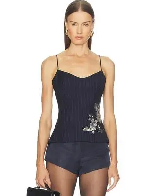MARQUES' ALMEIDA Corset Top - Navy Pinstripe