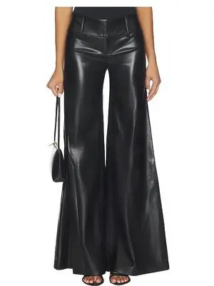 Alice + Olivia Olivia Vegan Leather Wide Leg Flare Pant - Black