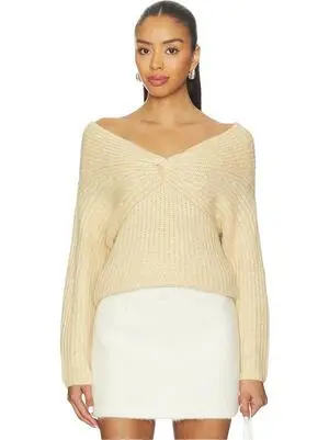 Astr The Label Franisbel Off-shoulder Fuzzy Knit Sweater - Butter Yellow