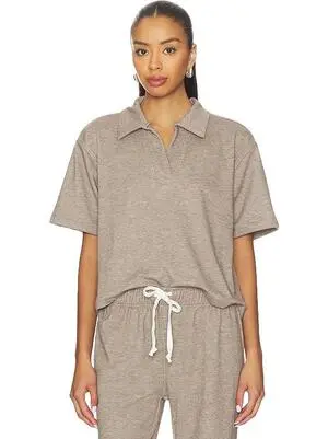 BOBI Short Sleeve Polo Tee - Taupe