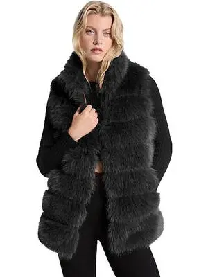 Michael Kors Quilted Faux Fur Vest - Black