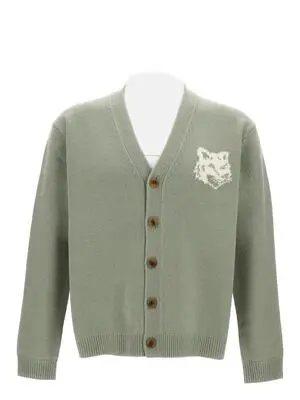 Maison Kitsuné Fox Head Cardigan Green