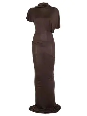 Rick Owens Draped Cowl-neck Maxi Dress - Brown