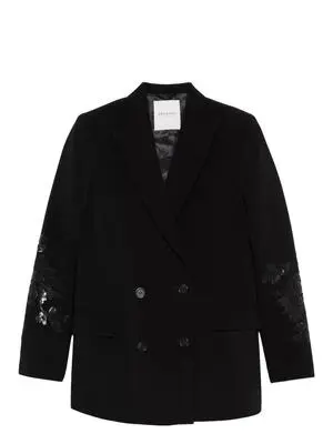 ERMANNO FIRENZE Sequin-embellished Double-breasted Jacket - Black