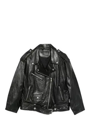 STAND STUDIO Zip-up Leather Jacket - Black