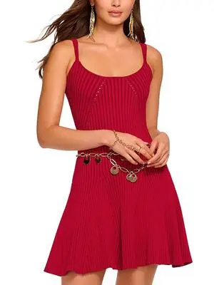 Ramy Brook Lidia Ribbed Knit Dress - Scarlet Red