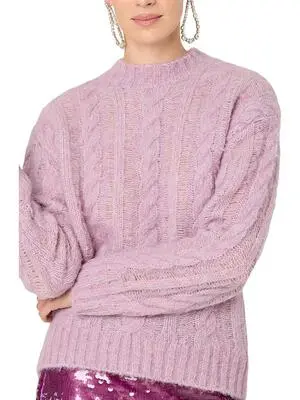 Astr The Label Violetta Cable Knit Sweater - Lavender
