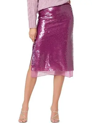 Astr The Label Shirin Sequin Pencil Skirt - Lilac