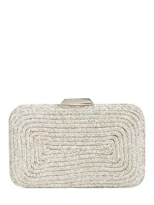 Aqua Shireen Rhinestone Clutch - Silver
