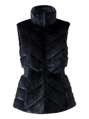 Mackage Twiggy Faux Fur Quilted Down Vest - Black