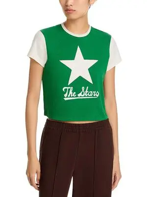 RE/DONE The Stars Jagger Boxy Jersey Tee - Emerald/vintage White