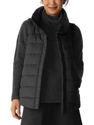 Eileen Fisher Stand Collar Puffer Vest - Black