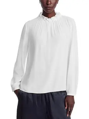 Eileen Fisher Gathered Neck Silk Top - Ivory