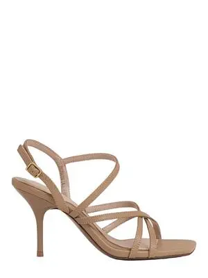 REISS Elise Leather Stiletto Sandals - Neutral