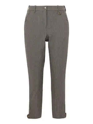 Burberry Embellished Herringbone Cotton-blend Skinny Pants - Gray