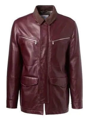 Brunello Cucinelli Padded Leather Jacket - Burgundy