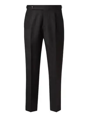 Brunello Cucinelli Silk, Wool, And Mohair Suit Pants - Black