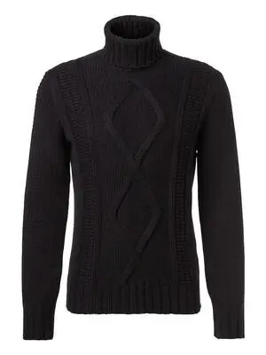Brunello Cucinelli Cable-knit Cashmere Turtleneck Sweater - Black