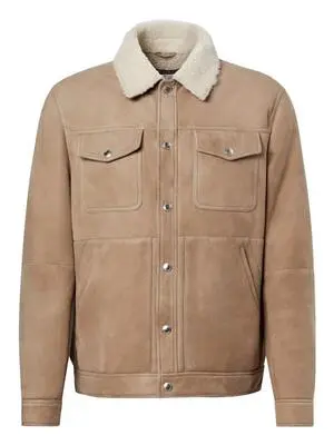 Brunello Cucinelli Shearling-trimmed Suede Jacket - Brown