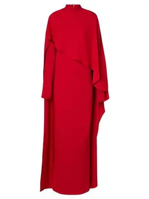 TALLER MARMO Carrington Caped Crêpe Cady Gown - Red