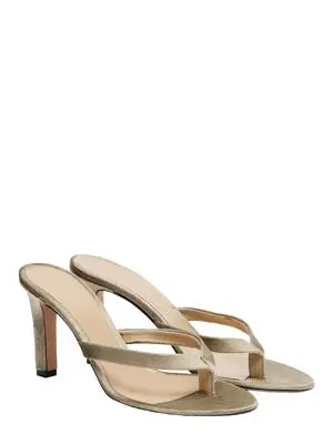 THE ROW Sacha Velvet Thong Sandals - Beige
