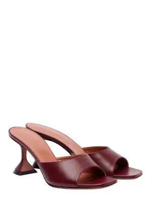 Amina Muaddi Lupita 70 Leather Mules - Burgundy