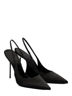 Paris Texas Lidia 105 Satin Slingback Pumps - Black