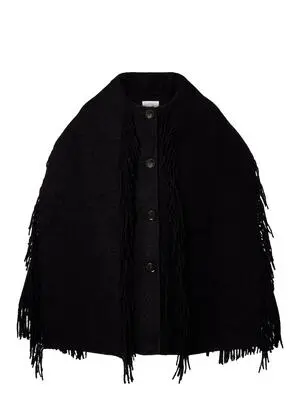 TOTEME Fringed Scarf-detail Wool-blend Jacket - Black