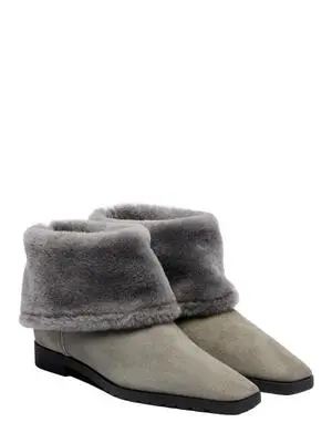 TOTÊME Suede And Shearling Ankle Boots - Grey