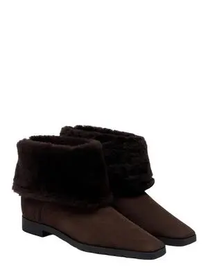 TOTÊME Shearling-lined Suede Ankle Boots - Brown