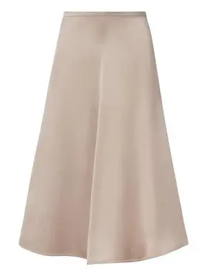 Brunello Cucinelli Silk Midi Skirt - Beige