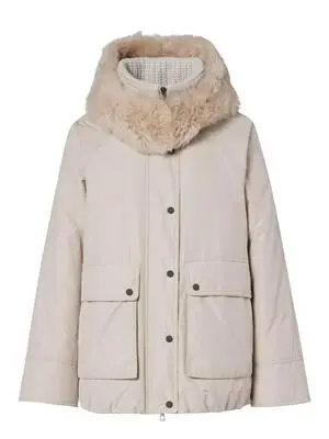 Brunello Cucinelli Shearling-trimmed Taffeta Down Jacket - Grey