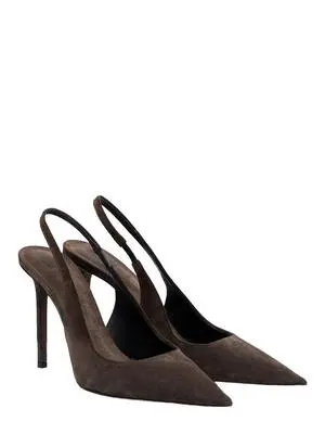 Brunello Cucinelli Monili Suede Slingback Pumps - Brown
