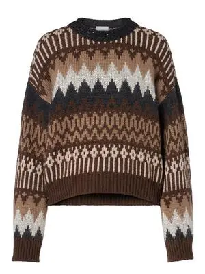 Brunello Cucinelli Cashmere Jacquard Sweater - Brown