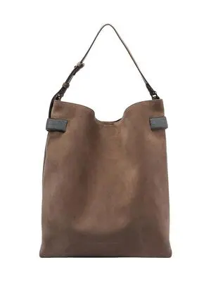 Brunello Cucinelli Suede Shoulder Bag - Brown