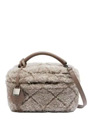 Brunello Cucinelli Quilted Shearling Vanity Bag - Beige
