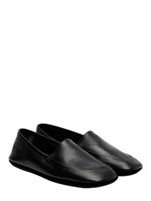 LEMAIRE Leather Slippers - Black