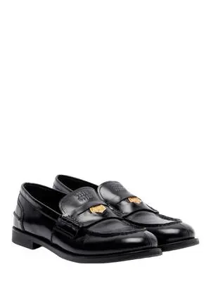 Miu Miu Leather Loafers - Black