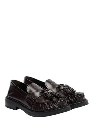 Miu Miu Leather Loafers - Brown