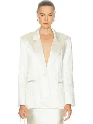 Brandon Maxwell Nell Crushed Stain Blazer - Ivory