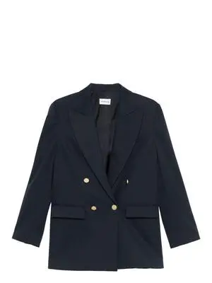 PAROSH Cotton Blend Blazer Jacket - Blue